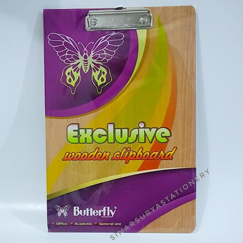 Jual Wooden Clipboard Papan Jalan Exclusive Butterfly Folio / F4 - Kota ...