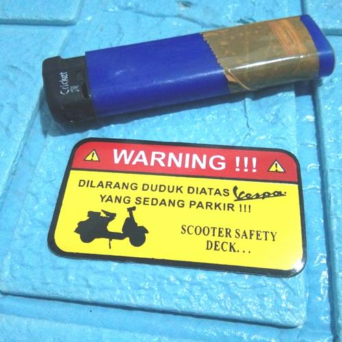 Jual sticker decal warning jangan duduk diatas vespa standar safety ...