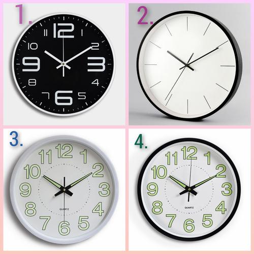 Jual Jam Dinding Bulat Quartz Creative Design Modern warna hitam putih ...