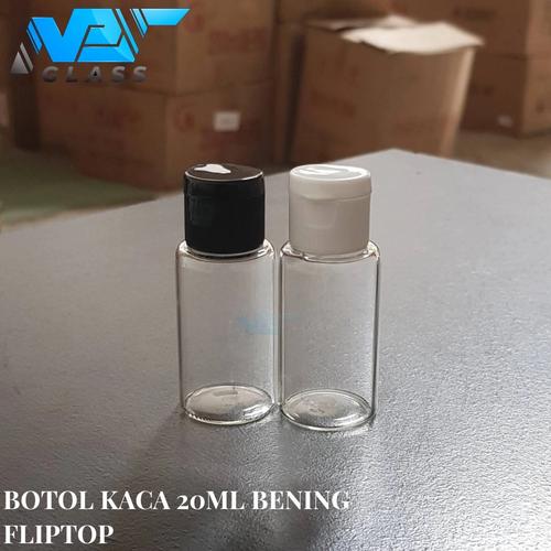 Jual botol kaca 20ml bening tutup fliptop / botol fliptop 20ml kaca ...