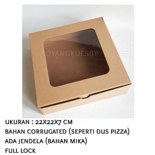 Jual BOX KUE 22X22X7 KARDUS CORRUGATED TEBAL JENDELA MIKA 22X22 DUS ...