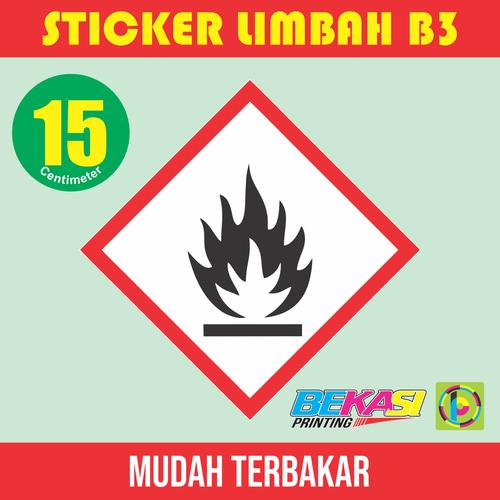 Jual Sticker K3 Safety Sign Limbah B3 GHS Uk. 15x15 cm MUDAH TERBAKAR ...