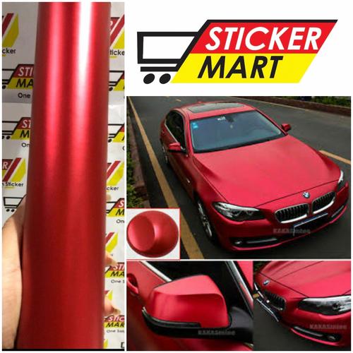 Jual Sticker Motor Mobil Red Matte Chrome Satin murah premium 50cm ...