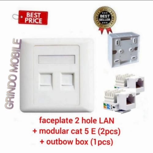Jual FACE PLATE RJ 45 LAN 2 PORT+MODULLAR CAT 5e+OUTBOW BOX - Jakarta ...