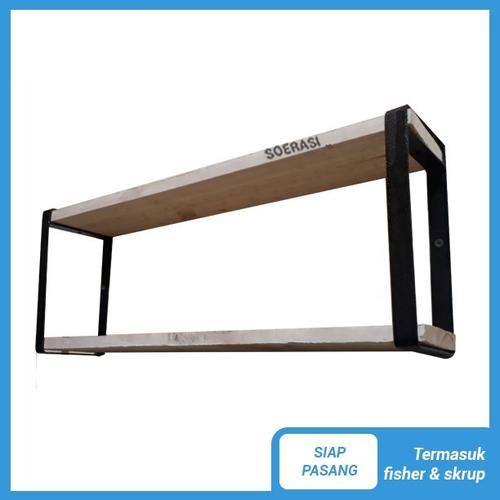 Jual Rak Dinding Panjang Dekorasi Penyimpanan Luas Rak Besi - Natural ...