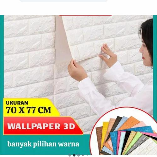 Jual wallpaper foam motif bata putih tebal 3mm - Putih, bata - Kota ...