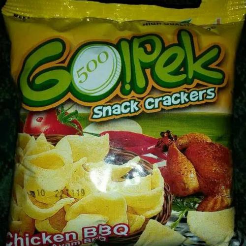 Jual snack gopek snack crackers makanan ringan kerupuk rasa ayam bbq ...