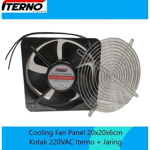 Jual Cooling Fan Panel 20cm 20x20x6cm 8in Kotak 220VAC Iterno + Jaring ...