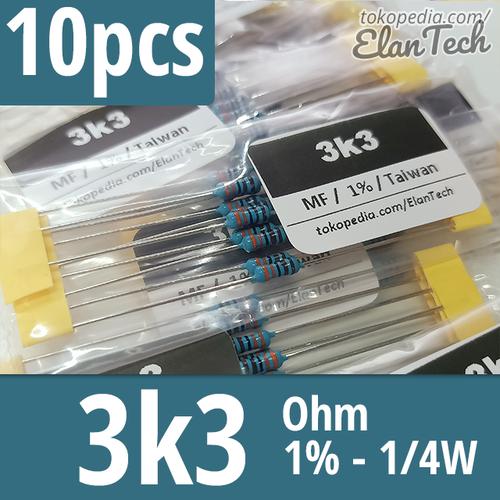 Jual Resistor 3k3 Taiwan 10pcs 1/4W 1% 3.3 Kilo Ohm 0.25W ElanTech ...