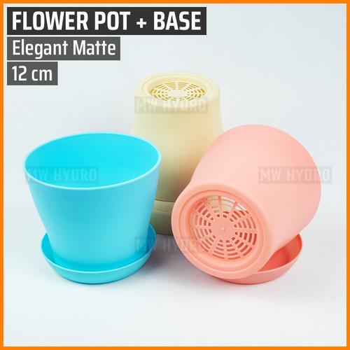 Jual Pot Bunga Tanaman + Tatakan, Flower Pot Model Elegant Matte, 12 cm - White - Kota Medan ...