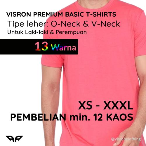 Jual Kaos polos Visron pria dan wanita V neck dan O neck - min. 12 kaos ...