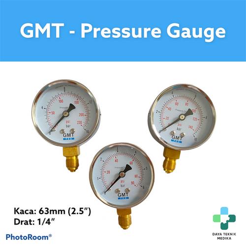 Jual GMT Pressure Gauge 63mm - Manometer Alat Ukur Tekanan 2.5" Hitam ...