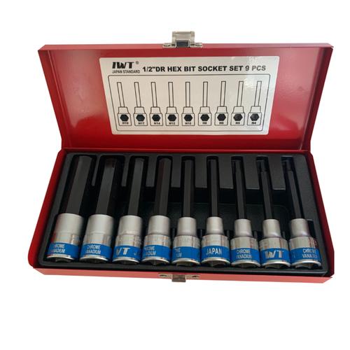 Jual Hex bit socket set IWT 9pcs 1/2DR L : 100mm CHROME VANADIUM ...