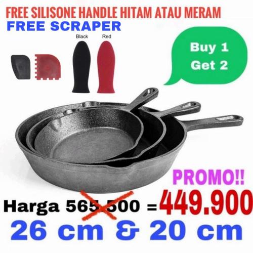 Promo Cast iron Promo 2 skillet pan wajan dan panci masak besi ancuran ...