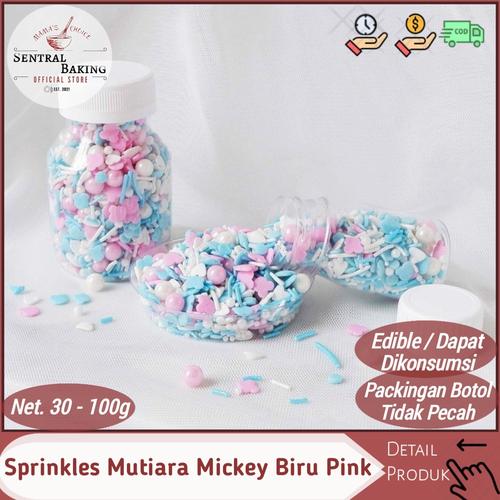 Jual Sprinkle Kue Mutiara Mickey Biru Pink / Springkel Cake Springkle ...
