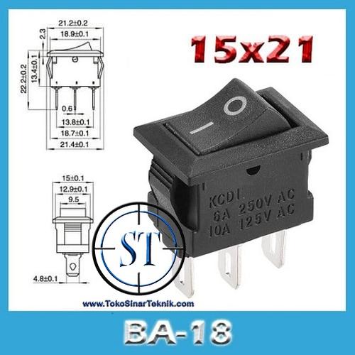 Jual BA-18 3P Saklar 3 Pin 3 kaki Karaoke Hitam 15x21mm Rocker Switch ...