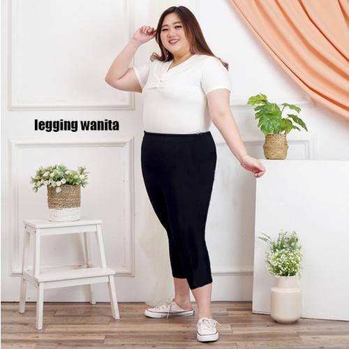 Promo legging jumbo wanita 7/8 warna hitam super jumbo 100kg import ...