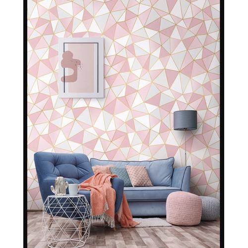 Jual Wallpaper Dinding Korea Geometri Abstrak Pink Abu BiruCream Hijau ...