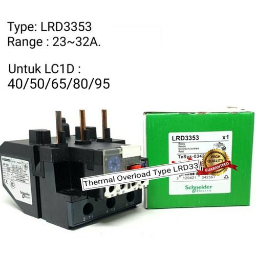 Jual SCHNEIDER THERMAL OVERLOAD RELAY LRD33 LRD3353 23A-32A untuk LC1D ...