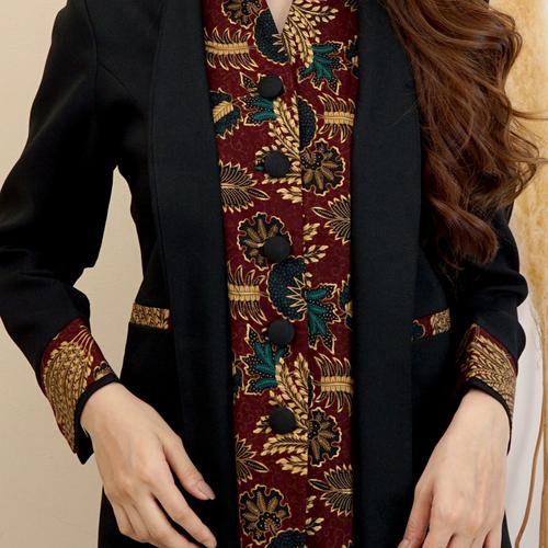 Jual Jas Blazer Batik Wanita Asn Pns Model 5001 Warna Hitam Set Celana ...