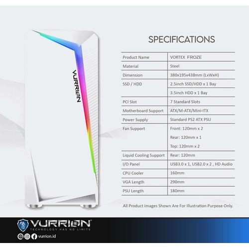 Jual Casing Vurrion Vortex Froze - ATX Gaming Case Vurrion Vortex Froze ...
