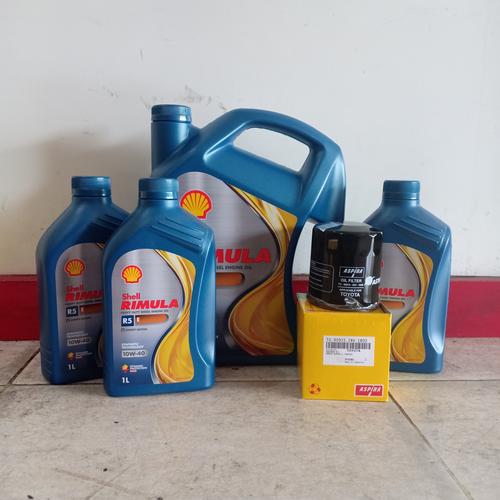 Jual Paket Oli Mobil Diesel SHELL RIMULA R5E 7 L + Filter Oli TOYOTA ...