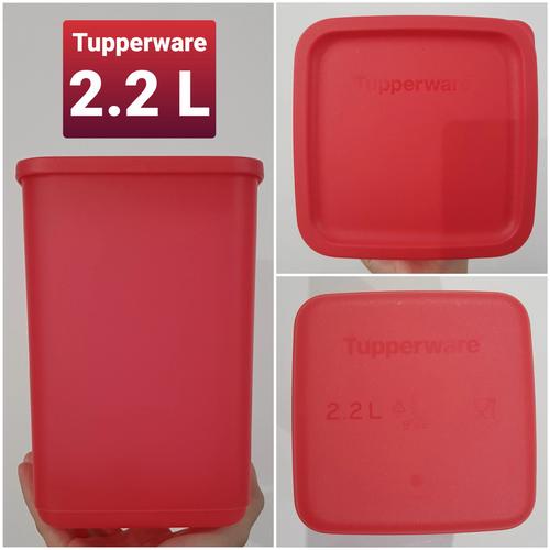 Jual Tupperware Tall Summer Fresh Square 2.2 L Merah Toples Makanan ...