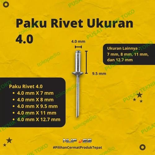 Jual PAKU RIVET ECER TIPE 550 4MM X12.7MM PAKU RIVET 550 REPACK ISI 100 ...