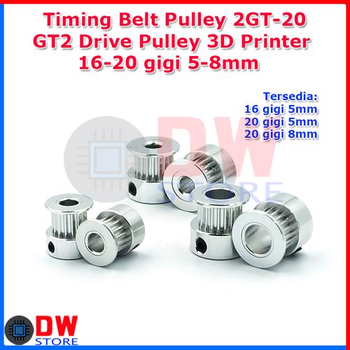 Jual Timing Pulley 2GT GT2 GT2-20 3D Printer 20T 20 Gigi Teeth Bore 3 ...