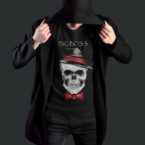 Jual kaos distro premium - Tengkorak BIG BOSS - M, Putih - Kab ...