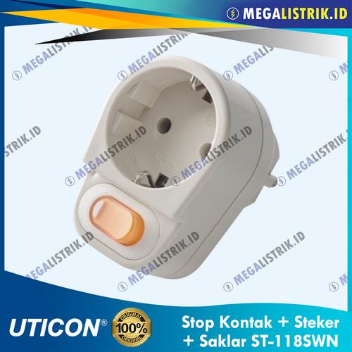 Jual Uticon Stop Kontak Arde Soket / Steker Colokan + Saklar ST-118 SWN ...