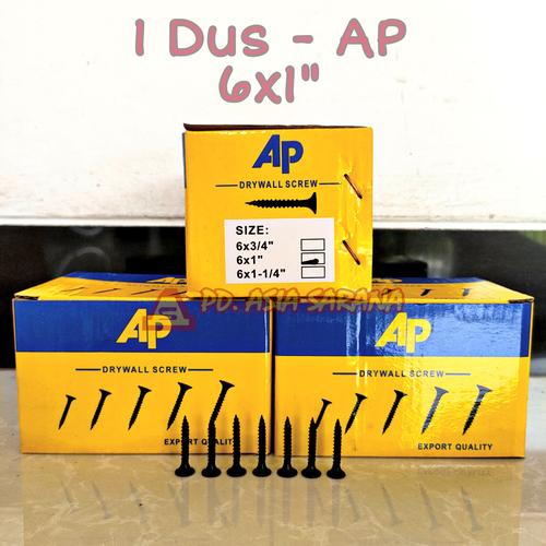 Jual [1 Dus AP] Skrup Gypsum 6x1" Hitam / Drywall Screw Sekrup 2 Cm 1 Inch - Kab. Tangerang ...