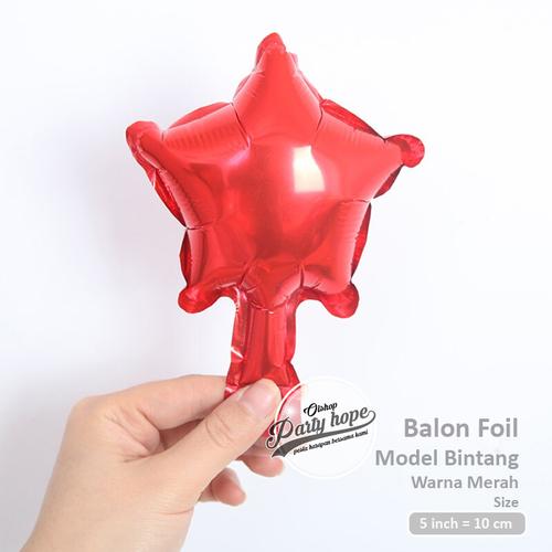 Jual balon foil Bintang Mini Merah 10 cm / balon star / balon star mini ...