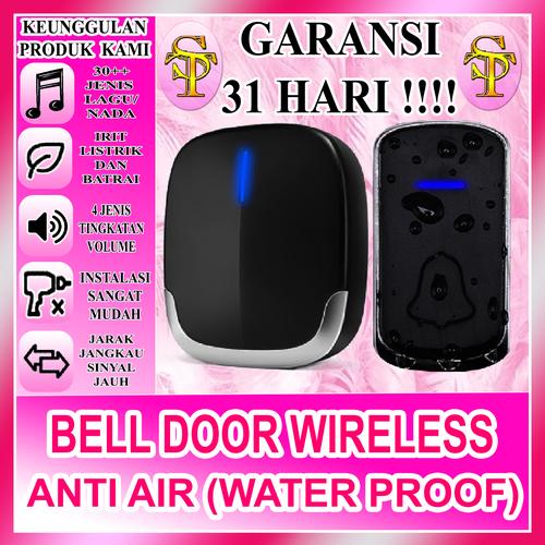 Jual BELL RUMAH WIRELESS DOOR BELL BLACK WATER PROOF IP44 BELL PINTU ...