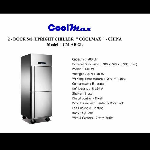 Jual Upright Chiller 2 Doors COOLMAX kapasitas 500L Tipe CM AR2L ...