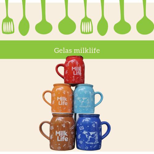 Jual gelas milklife gelas minum susu gelas keramik milk life ORI ...