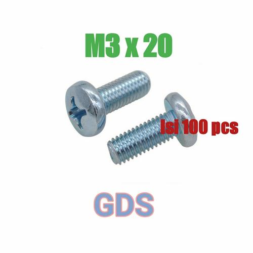 Jual Baut JP / Baut JP M3 x 20 / Machine Screw Galvanis (100 Pcs ...