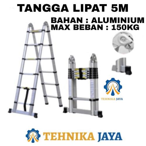 Jual Tangga Lipat Aluminium Teleskopik 5M Double Telescopic 5 Meter ...