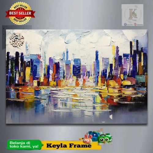 Jual lukisan gedung abstrak modern - Kab. Bandung - keyla frame | Tokopedia