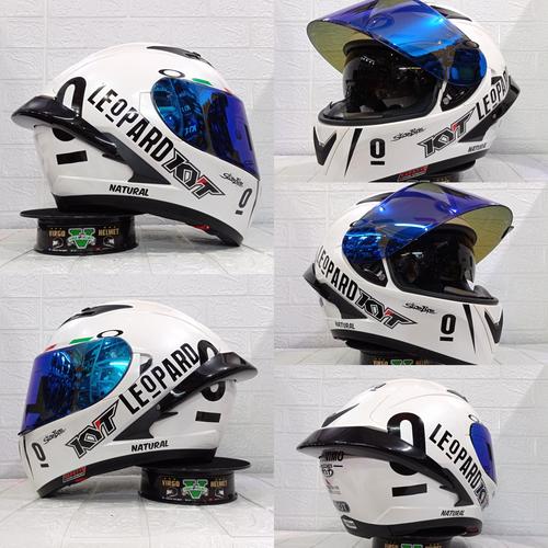 Jual HELM KYT FALCON FR WHITE PAKET GANTENG STIKER LEOPARD VISOR ...