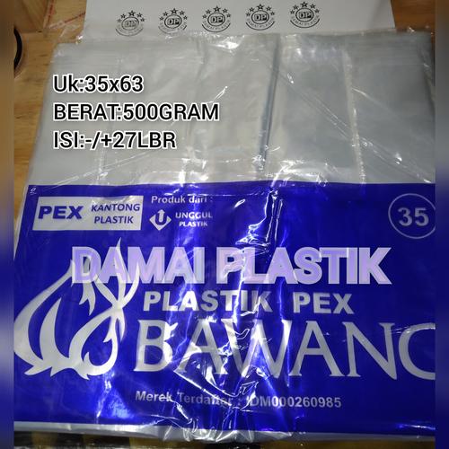 Jual KANTONG PE BAWANG PEX PLASTIK BENING TRANSPARAN UKURAN 35x63 UK 35 - PEX, bawang 35 ...