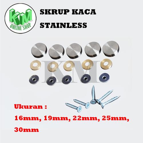 Jual DOP SKRUP KACA TUTUP SEKRUP KACA STAINLESS 16 19 22 25 30 MM ...