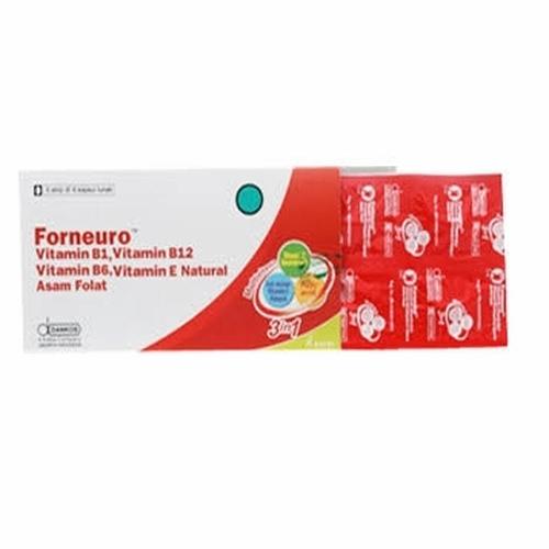 Jual forneuro vitamin B1 B6 B12 E asam folat isi 30 kapsul 5x6 30's ...