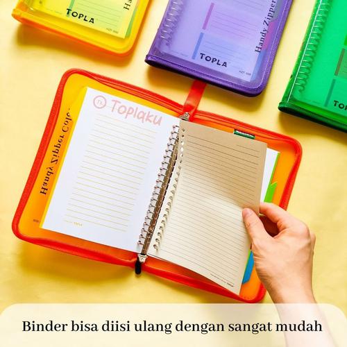 Jual TOPLA COLOR ZIPPER BINDER NOTE MAP WARNA BUKU FILE RESLETING A5 B5 ...