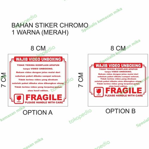 Jual Label Sticker FRAGILE Wajib Video Unboxing 8 x 7cm (Isi 100 Lembar ...