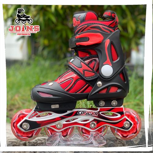 Jual Sepatu roda Anak Inline Skate Anak Pemula Cougar MZS701-QS Black ...