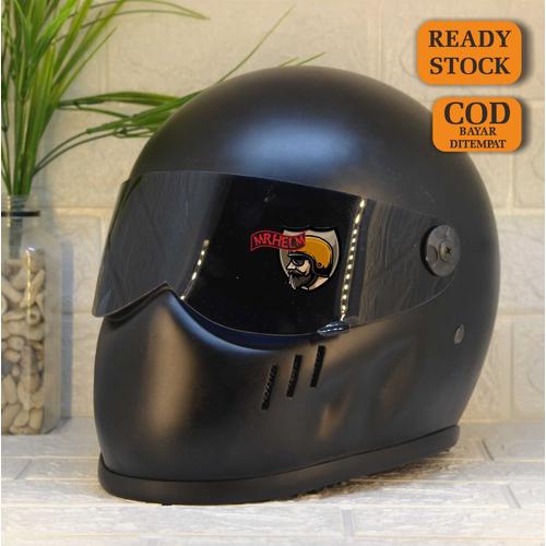 Jual HELM CUSTOM RETRO BANDIT XXR WITH VISOR ( MR HELM ) - Black doff ...
