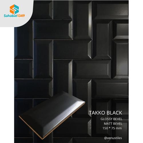 Jual Keramik Subway 150 x 75 Venus Takko Black Glossy Bevel Keramik ...