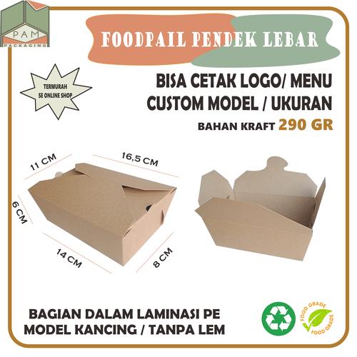 Jual PAPER BENTO RICE BOX FOOD PAIL KERTAS PENDEK LEBAR KRAFT COKELAT ...