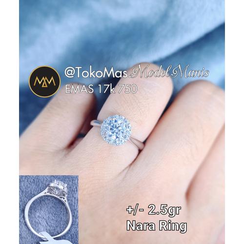 Jual Cincin emas diamond looks solitaire Nara Ring emas putih 750 kadar ...